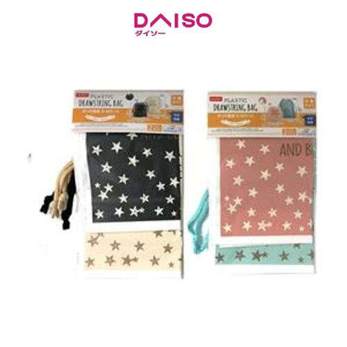 Jual Daiso Plastic drawstring bag S and M set Double layer Stars ...