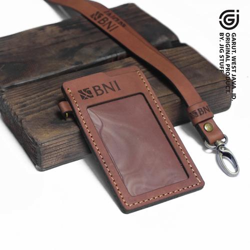Promo Gantungan ID card holder name tag Kulit sapi asli | COSTUM NAMA ...