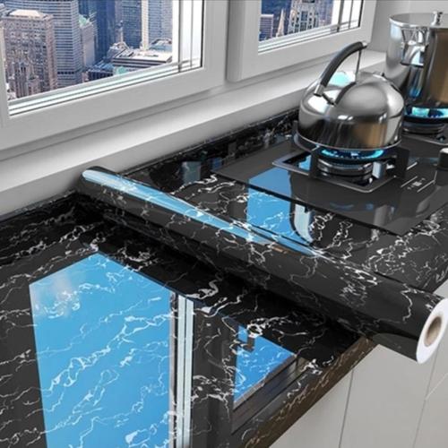 Jual STIKER MARMER HITAM MARBLE GLOSSY MEJA KAYU ANTI AIR MINYAK DAN ...