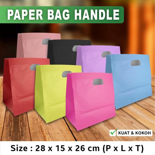 Jual Paper Bag Polos - Paper Bag HANDLE - PELANGI | 28x15x26 cm - Hitam ...