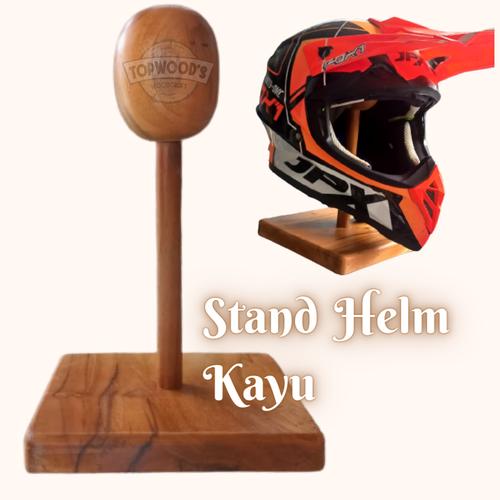 Jual Wooden Helmet Stand - Tempat helm kayu dudukan stand helem custom ...