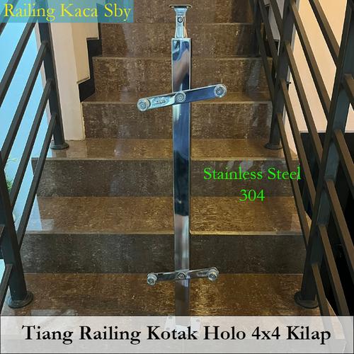 Jual TIANG RAILING TANGGA KACA MODEL KOTAK HOLO 4X4 SUS201 - Kota ...