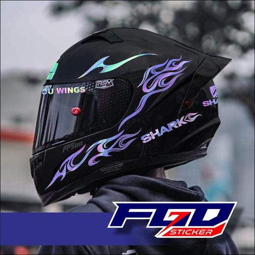 Jual Stiker helm keren Cutting Shark Flame set sticker reflektif ...