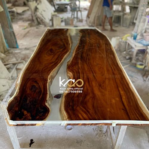 Jual Meja resin kayu trembesi solid meja makan meja bar meja kantor ...