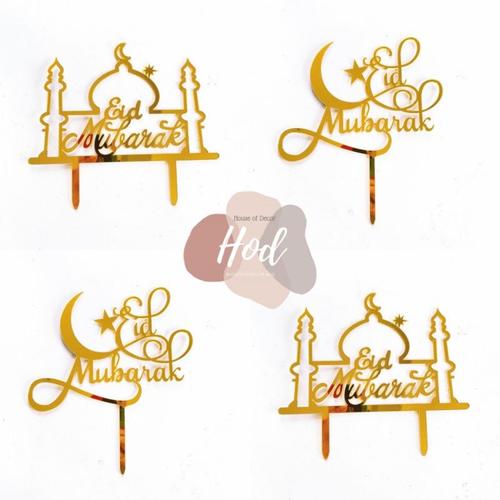 Jual Topper Eid Mubarak Hiasan Kue Lebaran Dekorasi Tart Tema Idul ...
