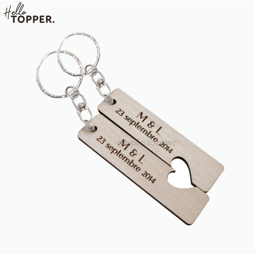 Jual Custom Gantungan Kunci Kayu Valentine Couple Wood Keychain ...