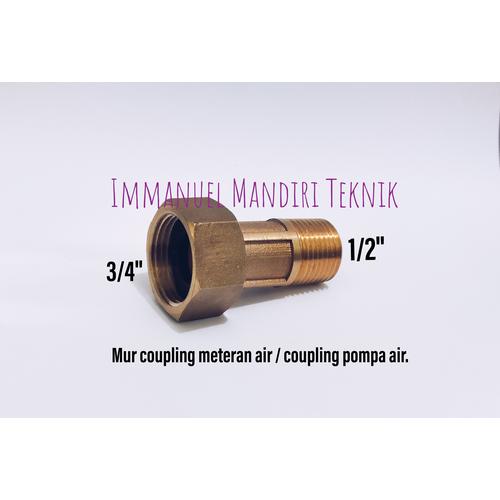 Jual Coupling meteran air 3/4 x 1/2 / Mur coupling pompa air 3/4 x 1/2 ...