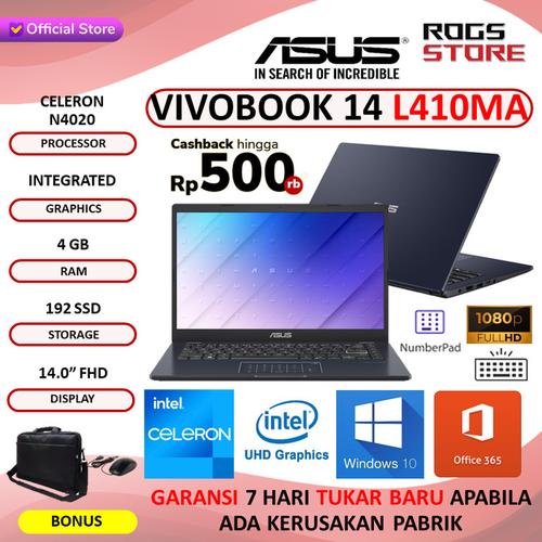 Promo LAPTOP ASUS VIVOBOOK 14 L410MA INTEL N4020 4GB 320 SSD W10 14"FHD ...