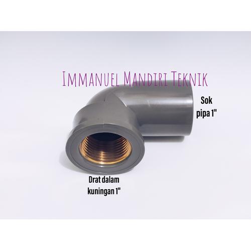 Jual Knee drat dalam 1 inch pvc kuningan / Elbow drat kuningan pvc 1 ...