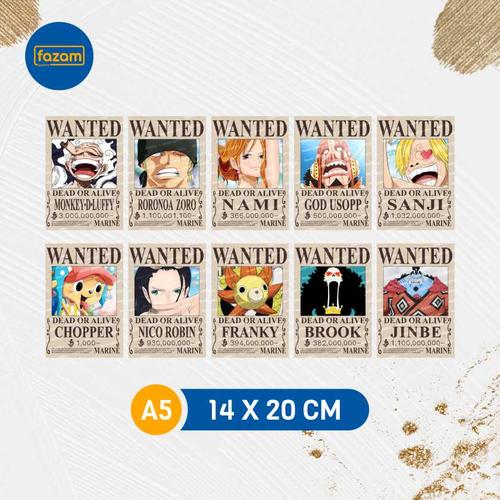 Jual poster bounty wanted one piece terbaru after wano ukuran A5 14x20 ...