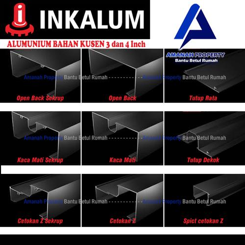 Jual Bahan Kusen Pintu Jendela Alumunium Profil 3 inch dan 4 inch ...
