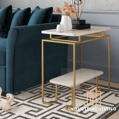 Jual meja sudut marmer, meja pojok marmer, side table marble - cream ...