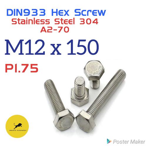 Jual Baut Hex M12 x 150 SUS304 - Jakarta Timur - MekanikAutomation ...