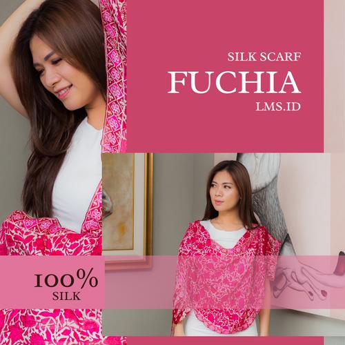 Jual LMS - FUCHIA SILK SCARF BATIK SELENDANG BATIK SUTRA SYAL OUTER ...