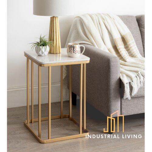 Jual meja sudut marmer, meja pojok minimalis, side table marble ...