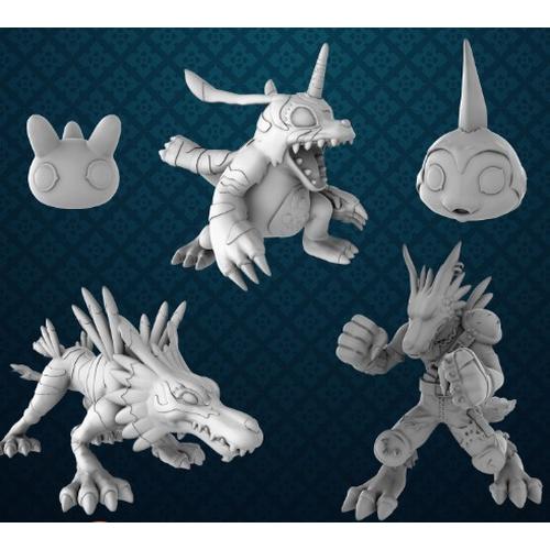 Jual punimon tsunomon gabumon garurumon weregarurumon evolution resin ...