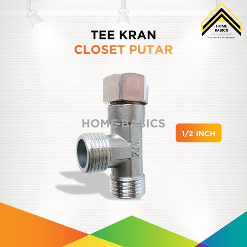 Jual Tee Kran Kloset Putar 1/2 Inch Stainless / Sambungan Keran Closet ...