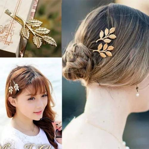 Jual Jepit / Clip Jepitan Rambut Korea Cantik Pesta Daun Emas Mewah ...