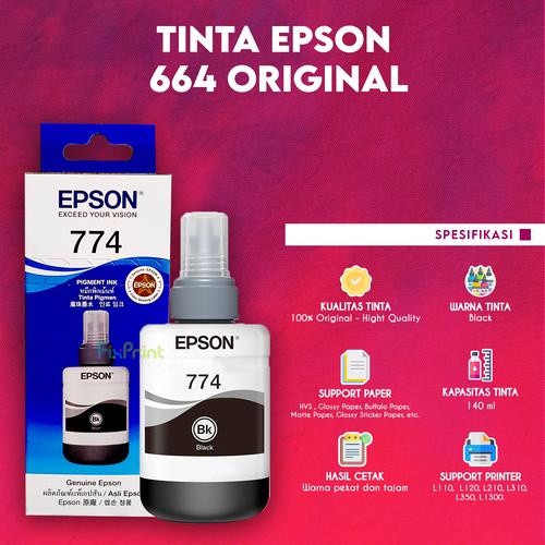 Jual Tinta Epson T7741 Black HITAM Original T774 PRINTER M100 M200 K200 ...