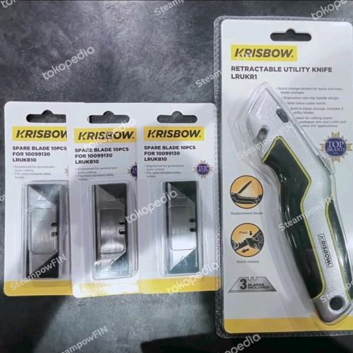 Jual Krisbow Retractable Quick Change Utility Knife Pisau Cutter Carter ...