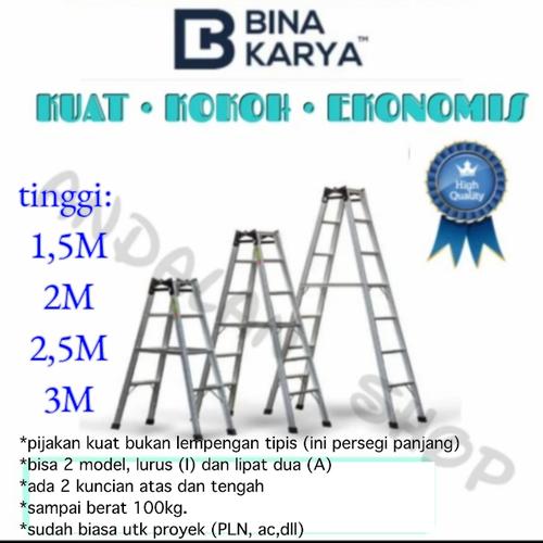 Jual tangga lipat aluminium 3 meter/tangga kuat/tangga proyek kokoh 3 ...