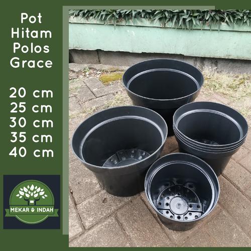 Jual Pot tanaman hitam polos grace ukuran 20cm sampai 40cm - 20cm ...
