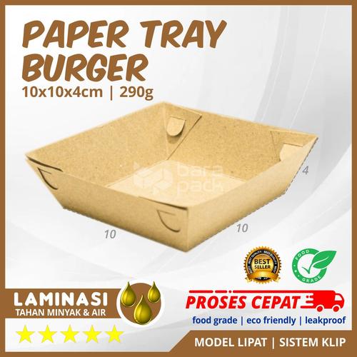 Jual PAPER TRAY PIRING BURGER ALAS MAKANAN KRAFT LAMINASI - Kota ...