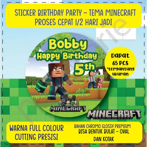 Jual label stiker MINECRAFT Ulang Tahun Anak - sticker birthday party ...