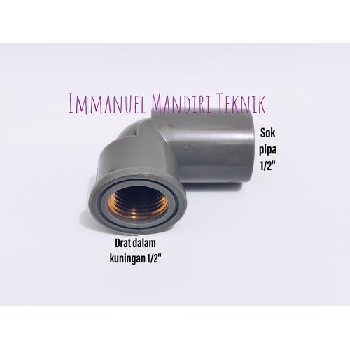 Jual Knee drat dalam 1/2 pvc kuningan / Elbow drat kuningan pvc 1/2 ...