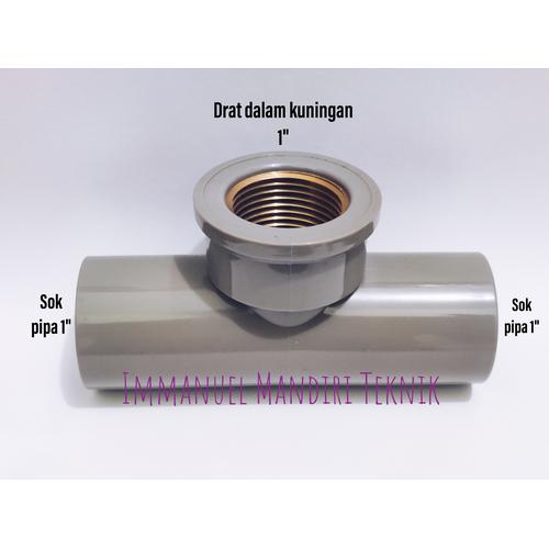 Jual Tee pvc drat kuningan 1 x 1 sok pipa / Tee pvc 1 x 1 inch ...
