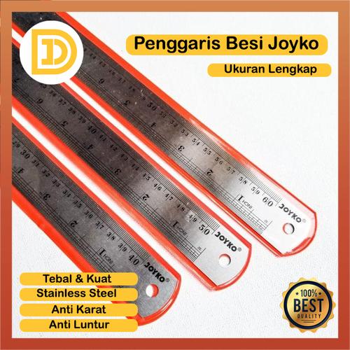 Jual Penggaris Besi 15cm 20cm 30cm 50cm 60cm 100cm Kenko Joyko Anti ...