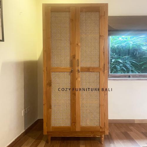 Jual LEMARI BAJU RAK PAKAIAN KAYU ROTAN Wardrobe TEAK WOOD CUPBOARD ...