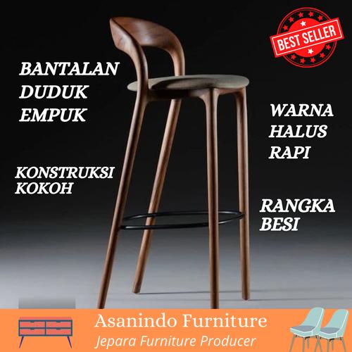 Jual Kursi Bar Stool Tinggi Kayu Jati Minimalis Dengan Sandaran Sudah ...