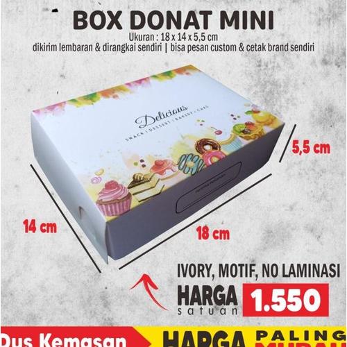 Jual box dus kemasan roti kue donat (kecil) 18.5x14x5.5 cm 1pack isi 50 ...