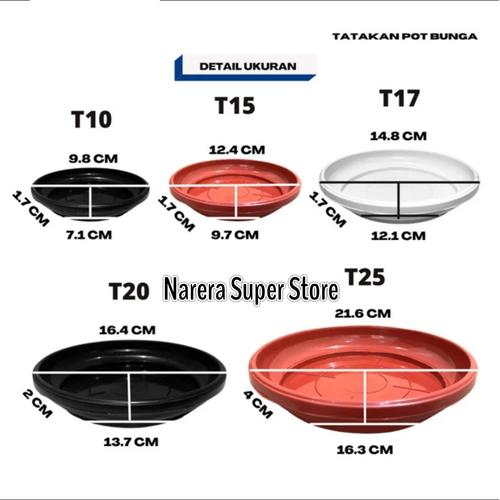 Jual Tatakan Alas Pot Bunga Tanaman 10 15 17 20 25 cm - Hitam, 10 ...
