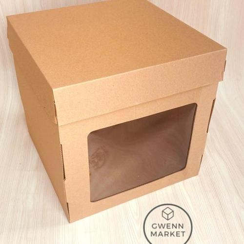 Jual box cake tinggi 25x25x25 corrugated mika tinggi dus kue tinggi box ...