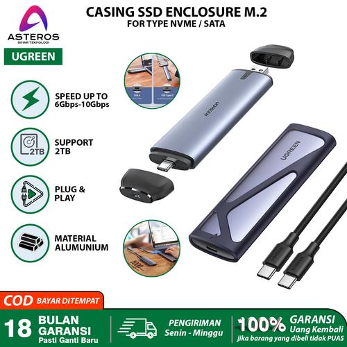 Promo UGREEN SSD Casing Enclosure M.2 NVMe SATA ke USB 3.1 / USB C ...