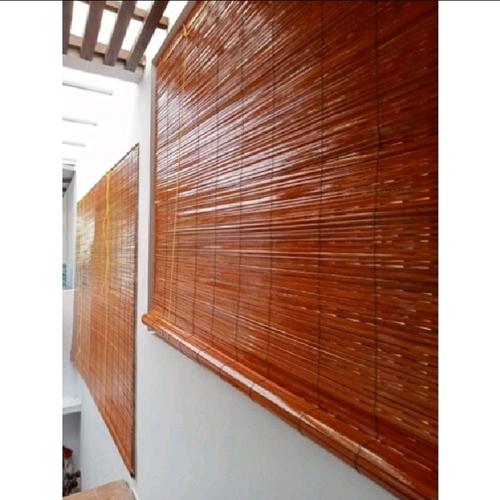 Jual tiray krey bambu sawit tirai krei outdoor ukuran 2x2m plus kerekan - krey vernish, 2x2 ...