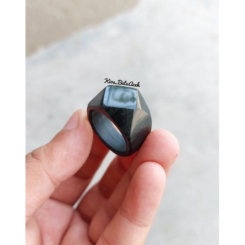 Promo Cincin Batu Giok Black Jade Original Asli Aceh Cutting Segi Lima ...