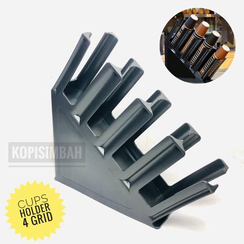Promo Plastic Cup Holder 4 Grid Slot Stand Tatakan Rak Tempat Gelas ...