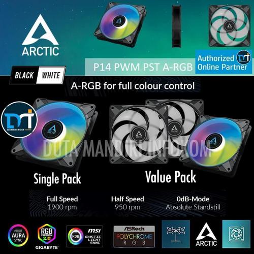 Jual Arctic P14 PWM PST A-RGB 0dB Single Pack I Value Pack - 140mm ARGB ...
