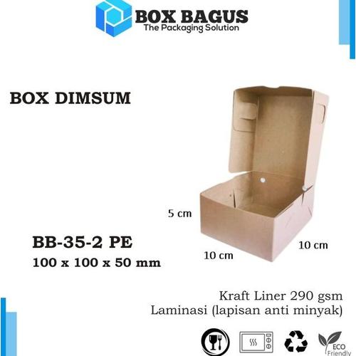 Jual box dus kardus kotak makan dimsum roti kue snack 10x10x5 cm kraft ...