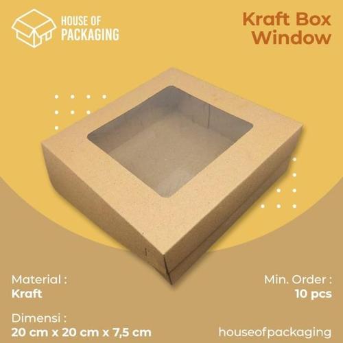 Jual box window kraft / catering box / dus kue uk 20x20x7,5cm laminasi ...