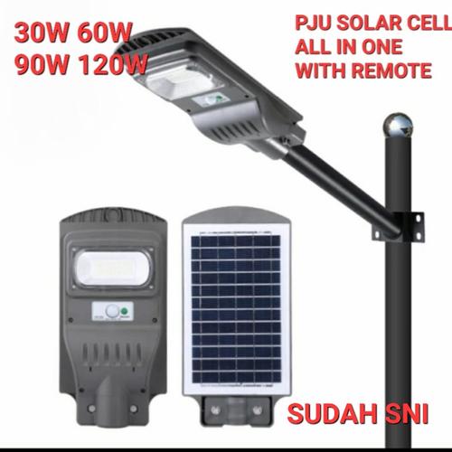 Jual LAMPU PJU SOLAR CELL 30W 60W 90W 120W WATT LED ALL IN ONE REMOTE ...