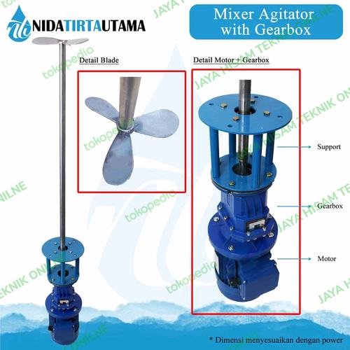 Jual Agitator Mixer Kimia SS304 1.1KW 1.5HP 3 Phase 2 Pole With Gearbox ...