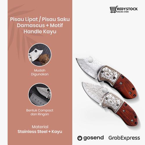 Jual Pisau lipat mini pocket knife damascus pisau saku camping ...