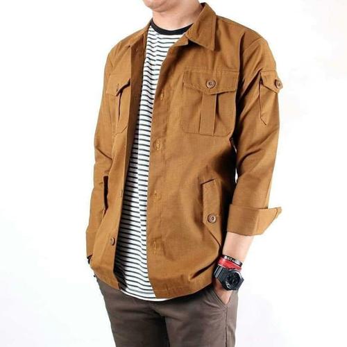 Jual Trucker Jacket - Jaket Semi Parka SK2 Pria Lengan Panjang, Mustard ...
