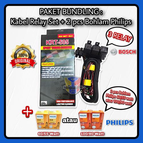 Jual Kabel 3 Relay Set BOSCH + 2 Pcs Bohlam PHILIPS H4 Original Mobil ...