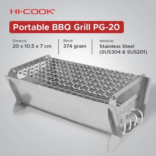 Jual HI-COOK Portable BBQ Grill Knockdown Kecil 20x10cm PG-20 - Kota ...