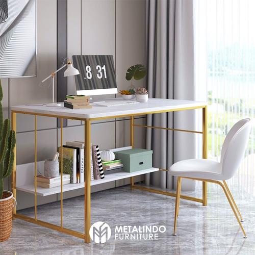 Jual meja belajar minimalis mewah top marmer, meja belajar rangka ...